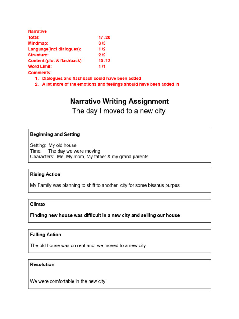 Narrative Writing Assignment | PDF