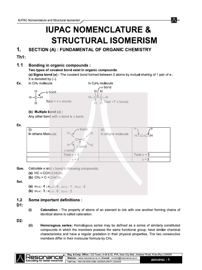 1-IUPAC Nomenclature - Structural Isomerism-Theory | PDF