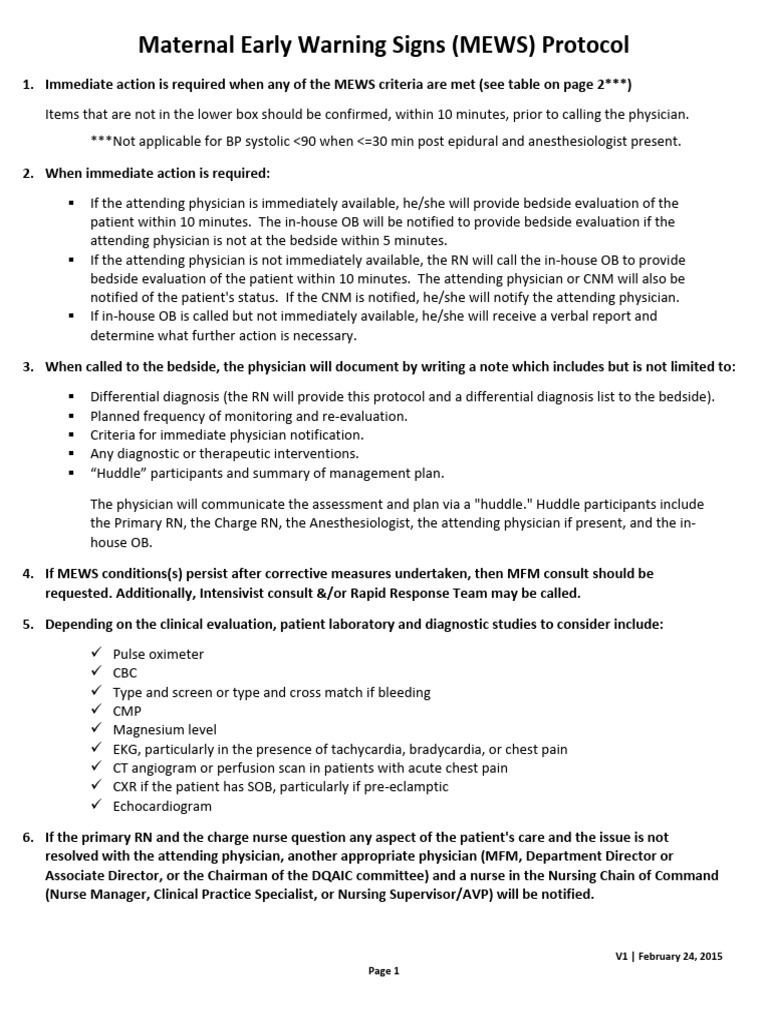 MEWS-Protocol | PDF | Diastole | Diseases And Disorders