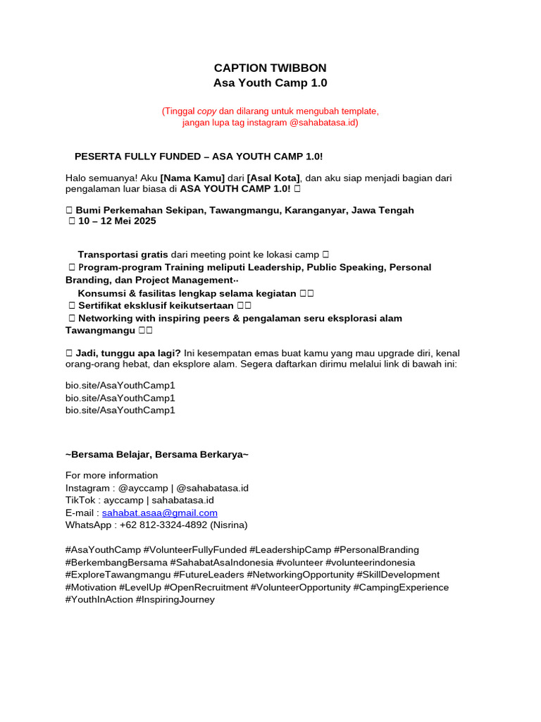 Caption Twibbon AYC 1.0 | PDF