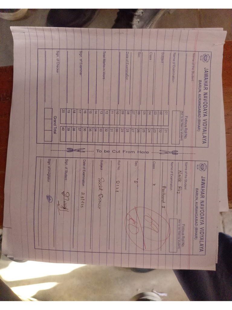 SST Pre Board 2 Answer Sheet | PDF