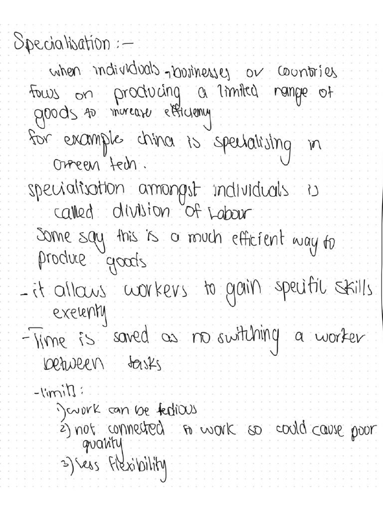 Specialisation Economics | PDF