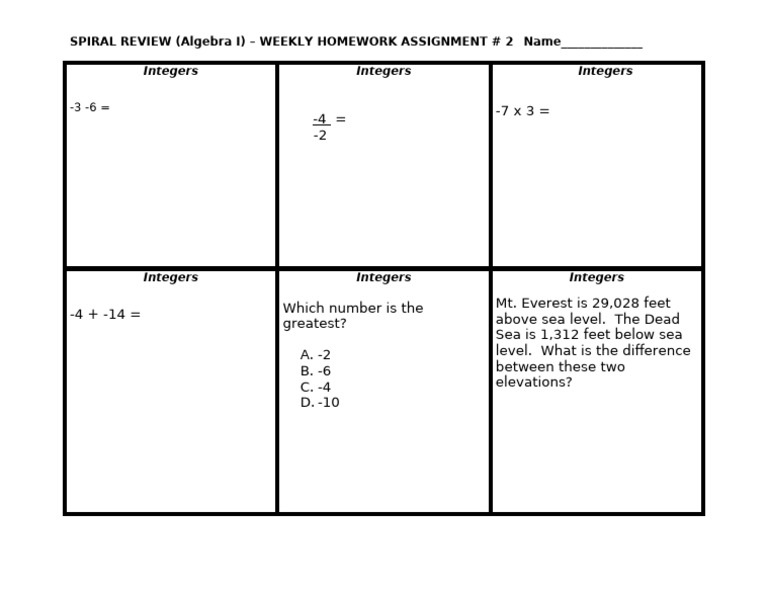 Spiral Review # 2 | PDF