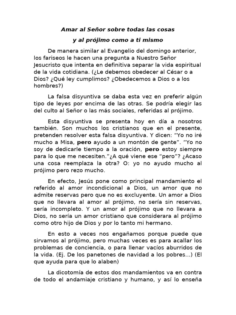 Domingo 30 Amar al Señor sobre todas las cosas | PDF | Amor | Oración