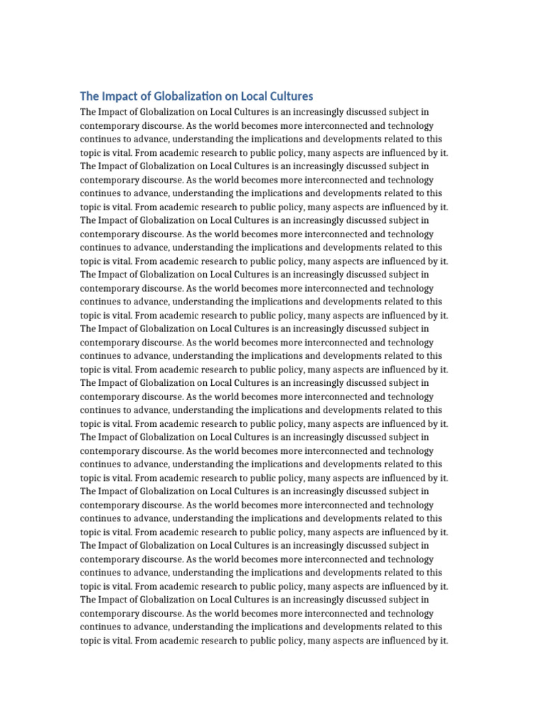 The_Impact_of_Globalization_on_Local_Cultures | PDF | Policy | Discourse
