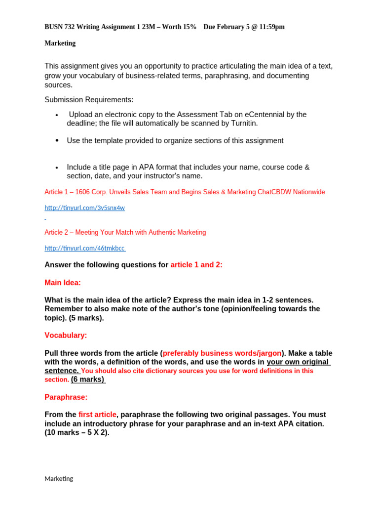 Writing Assignment 1 - Marketing Guideline | PDF | Communication ...