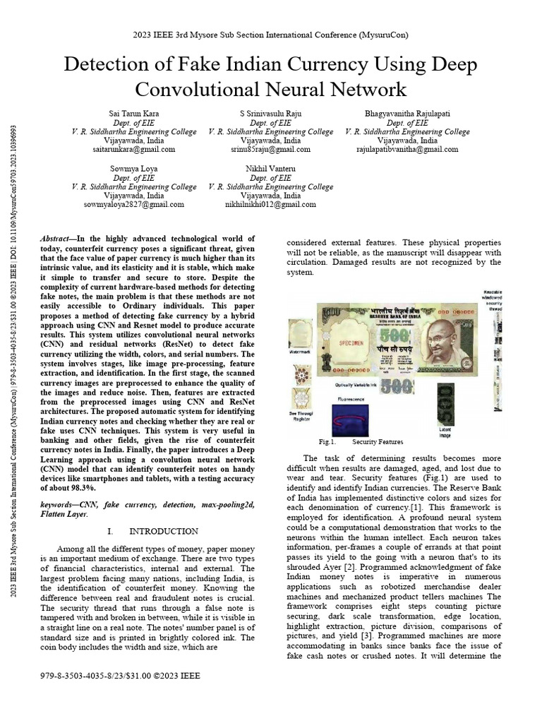 Detection of Fake Indian Currency Using Deep Convolutional Neural ...