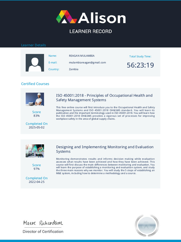 Alison Courses in Occupational Safety | PDF | Project Management ...