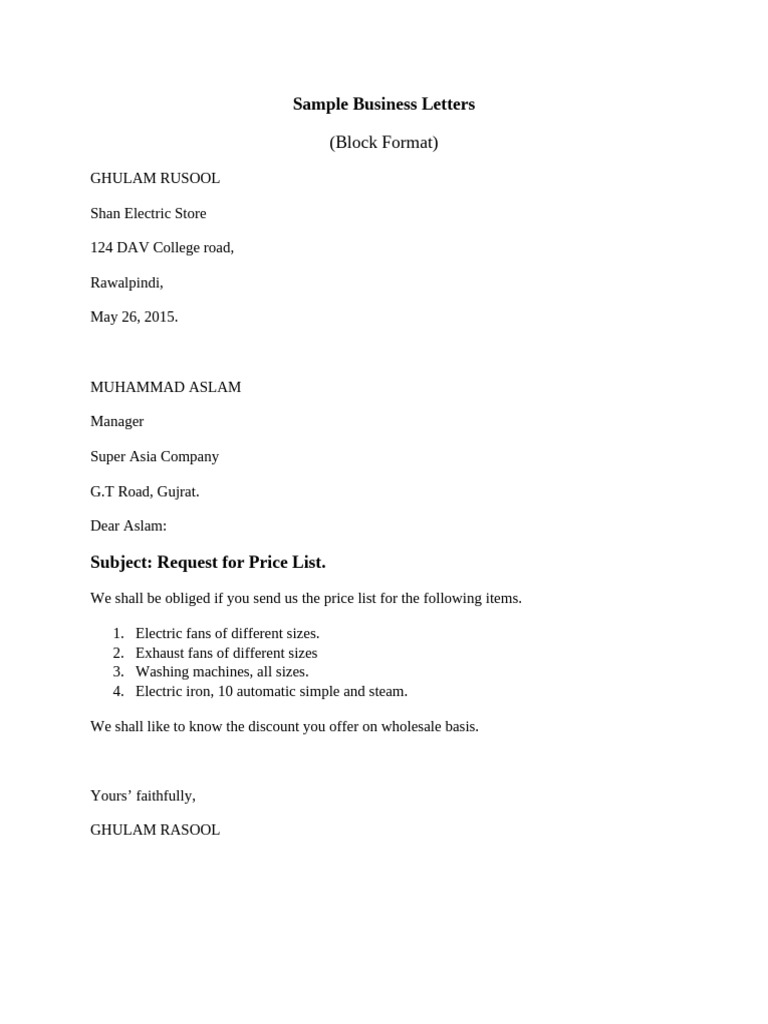 Sample Business Letters | PDF | Nonverbal Communication | Public Speaking