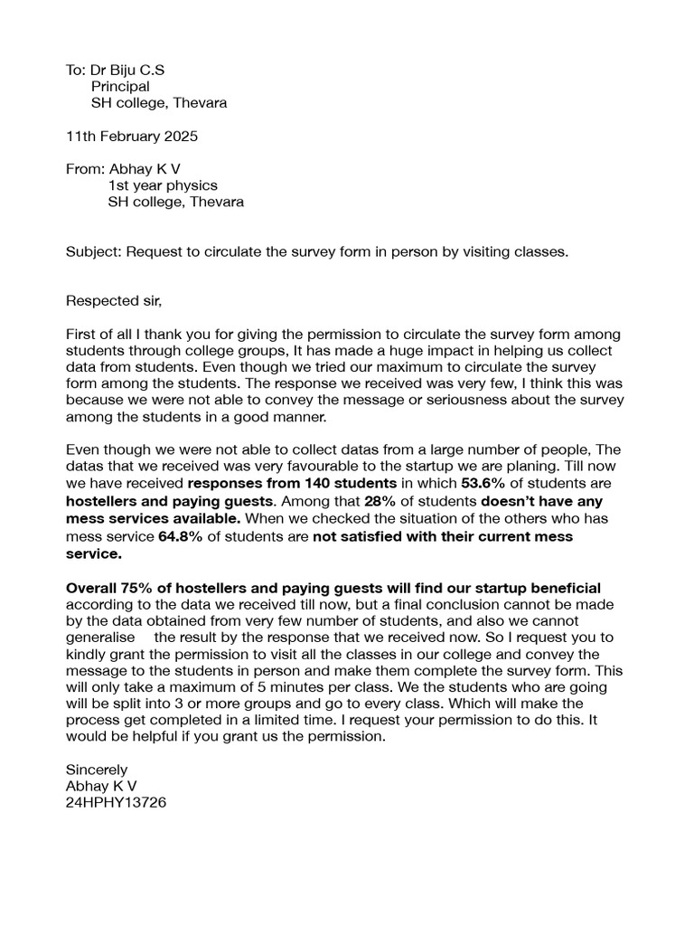 Letter To Principal | PDF