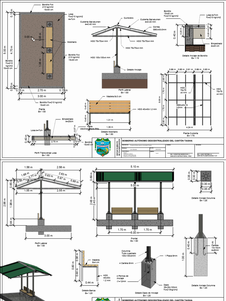 Diseño de Parada de Buses Putunts | PDF | Materiales | Materiales de ...