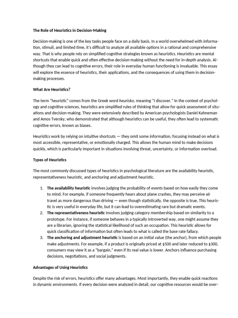 Heuristics and Decisions | PDF | Heuristic | Decision Making