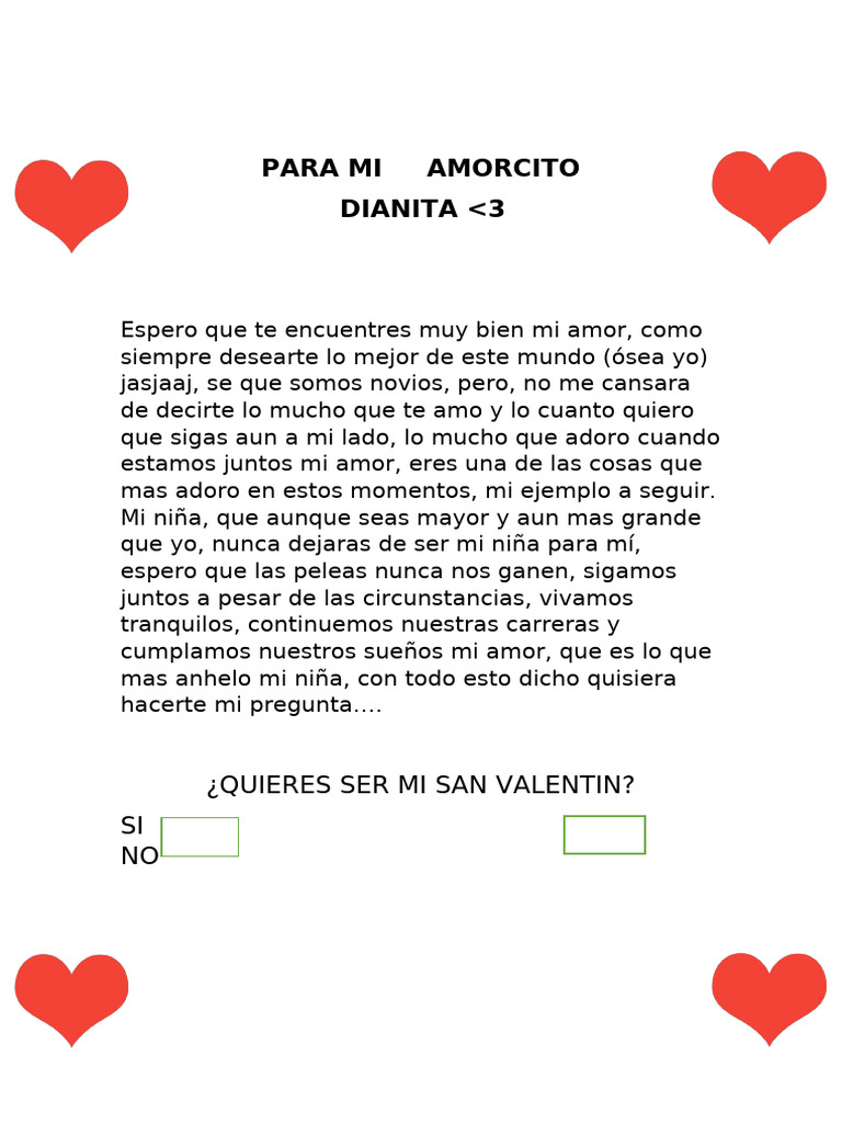 Propuesta de San Valentín para Dianita | PDF