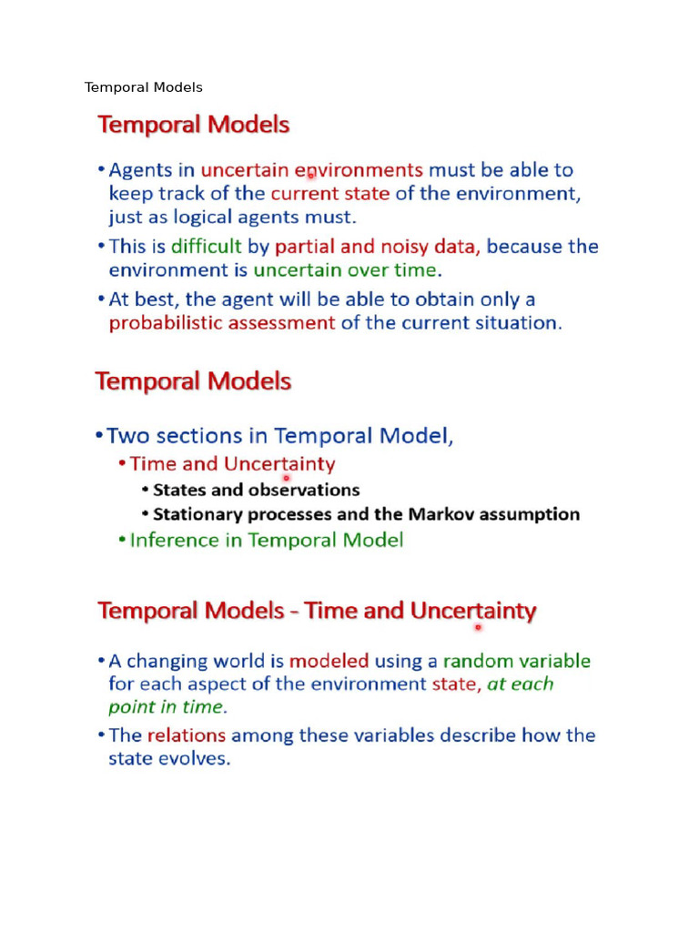 Temporal Models HMM | PDF