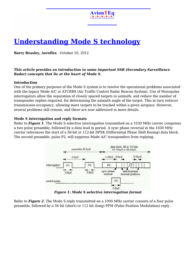 Understanding Mode S Technology | PDF | Aviation | Radio