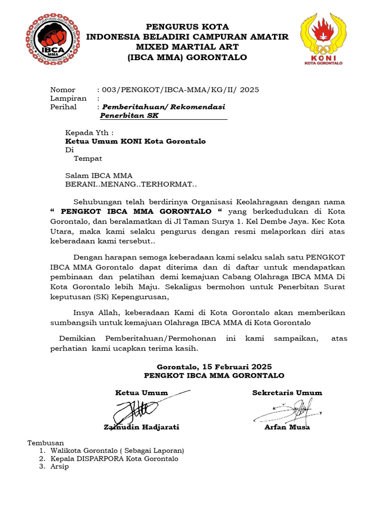 Surat permohonan Rekom | PDF