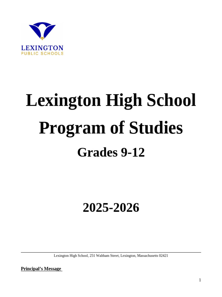 LHS Program of Studies 2025-2026 | PDF | Mathematics | Choir