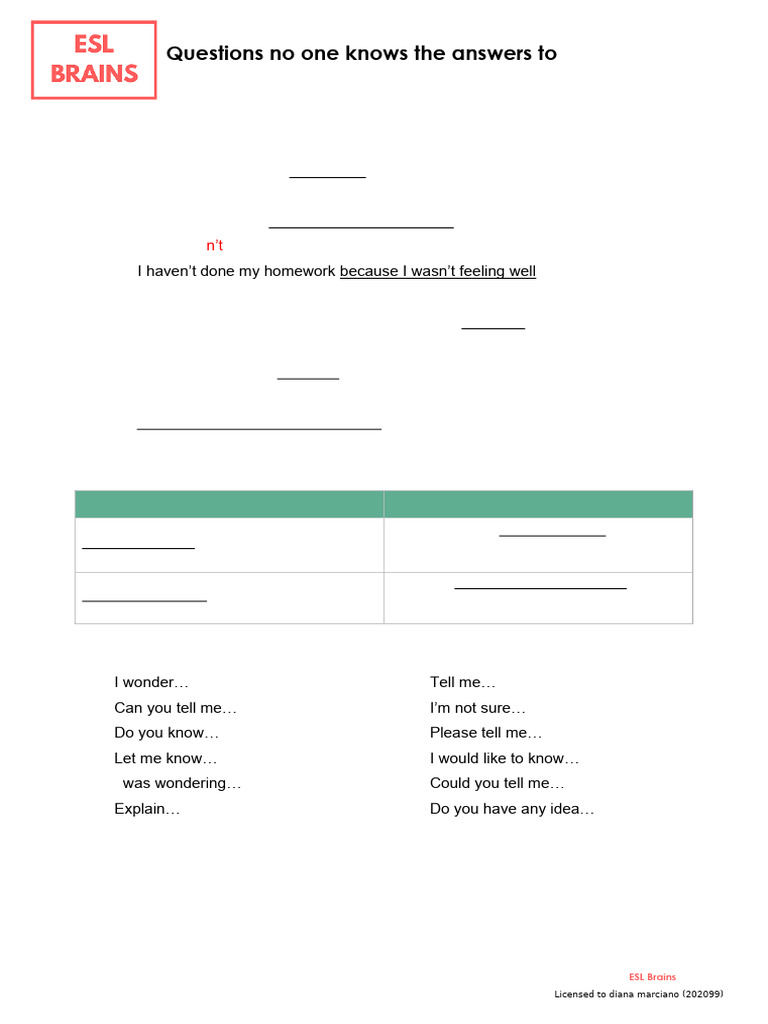 TEACHER ESL-Brains-Questions-no-one-knows-the-answers-to-TV-5673 | PDF ...