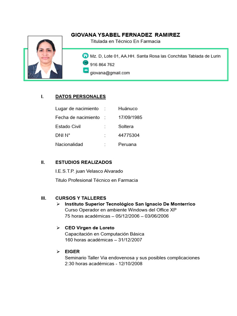 Cv Giovana Ysabel Fernadez Ramirez (1) | PDF