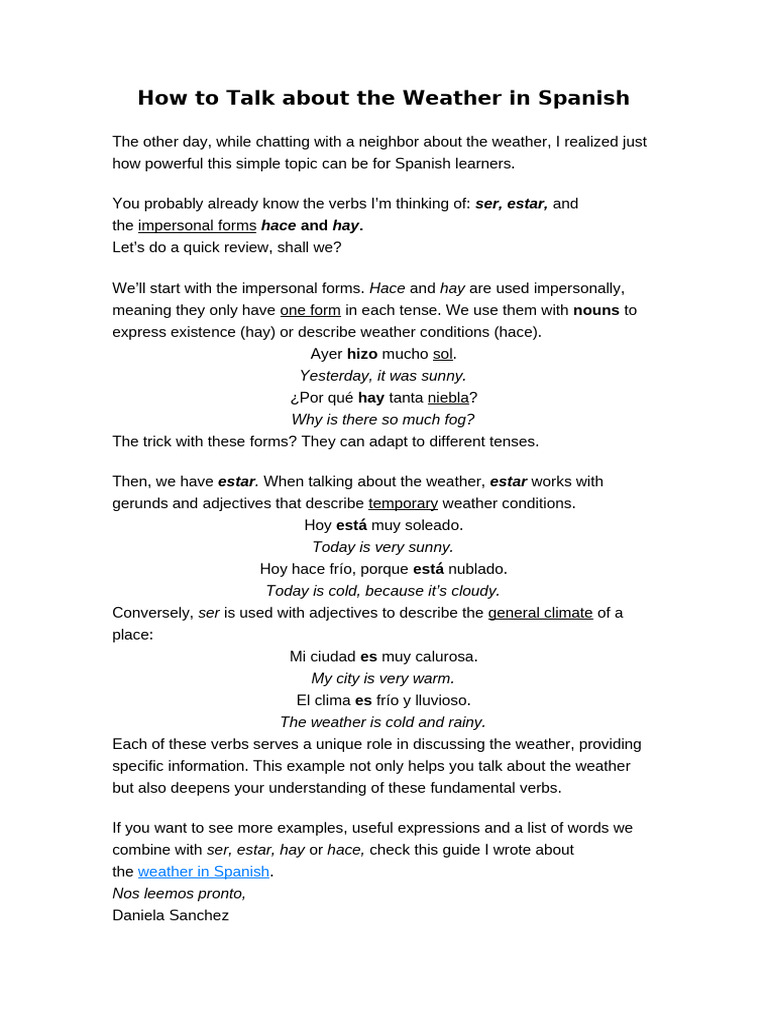 Daniela Sanches - How To Talk About The Weather | PDF