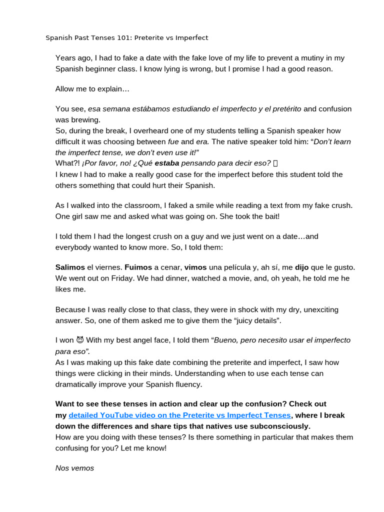 Daniela Sanches - Spanish Past Tenses 101 | PDF