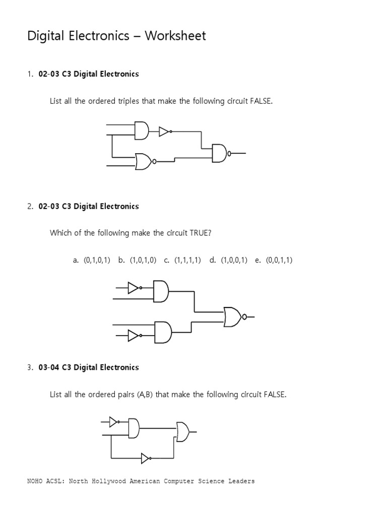 Digital Electronics Additional Practice #1 | PDF | Digital Electronics ...