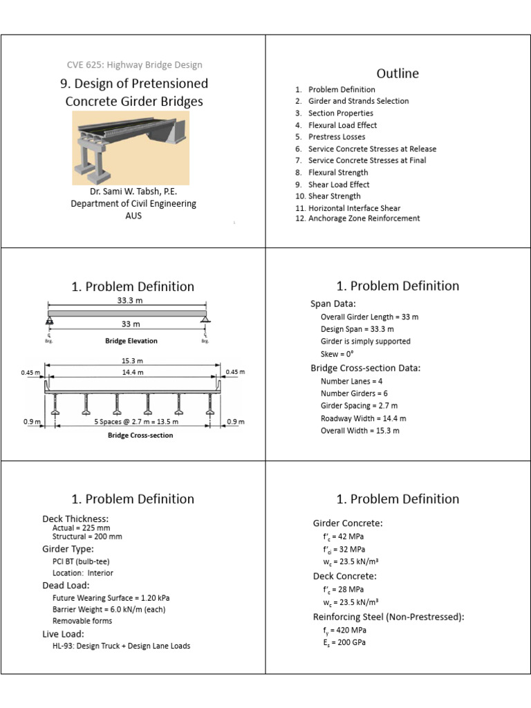 Pretensioned Concrete Girders Example | PDF | Prestressed Concrete | Bridge