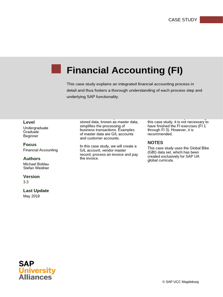 Financial Accounting Case Study in SAP | PDF | Accounts Payable ...