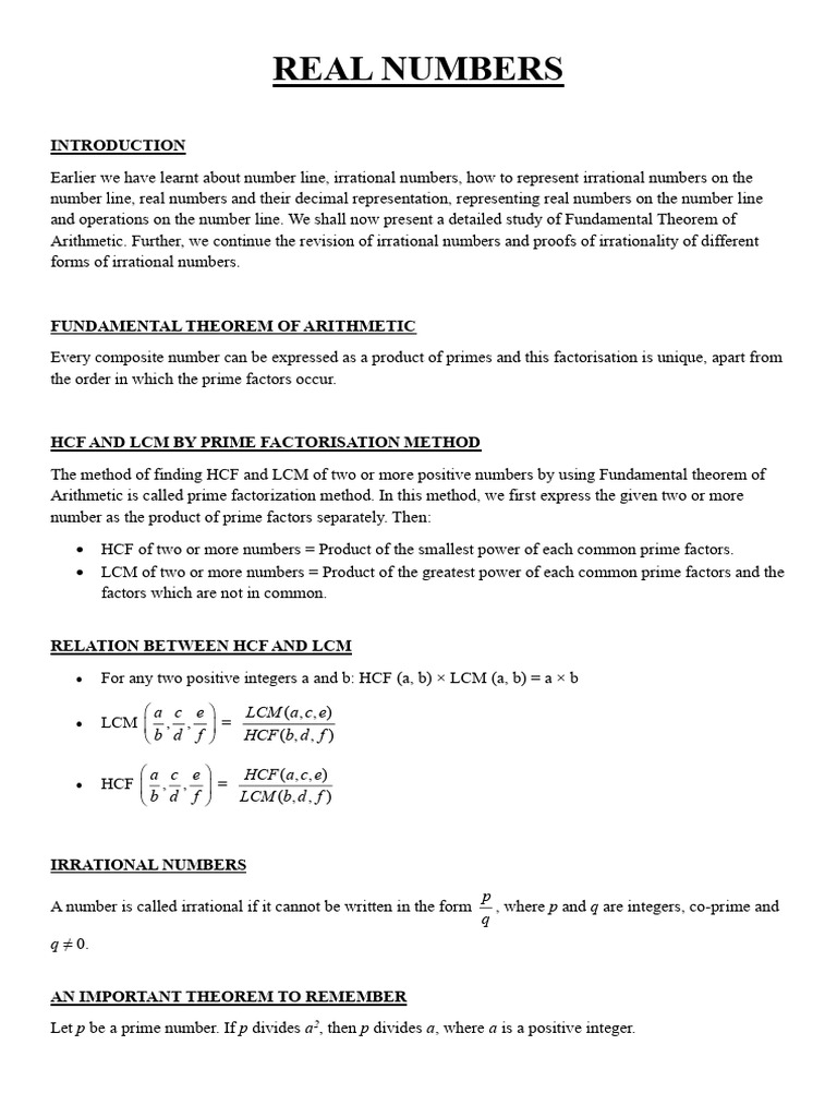 Real_Numbers_Study_Material_(1) | PDF | Numbers | Prime Number