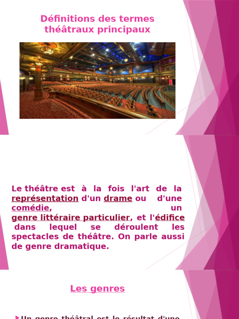 Termes clés du théâtre et définitions | PDF | Théâtre | Acteur
