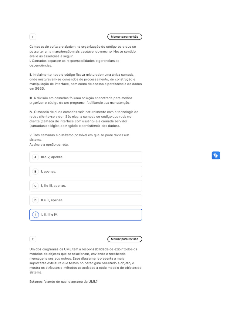 Simulado2 - Modelagem de Sistemas em UML | PDF | Linguagem de modelagem ...