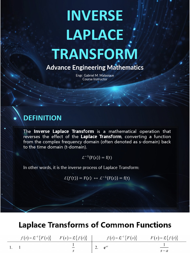 Inverse Laplace Transform | PDF | Laplace Transform | Function (Mathematics)