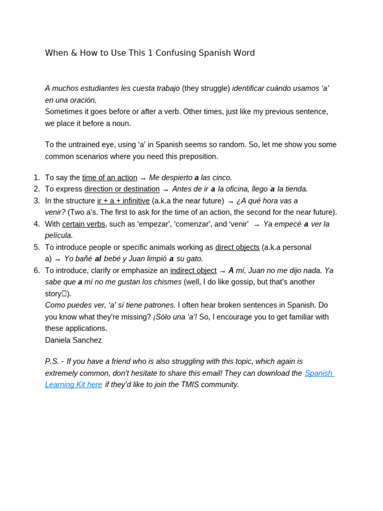 Daniela Sanches - When & How To Use This 1 Confusing Spanish Word | PDF