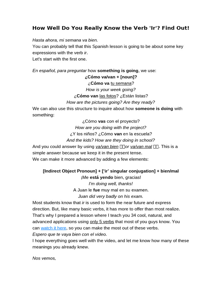 Daniela Sanches - The Verb - Ir | PDF