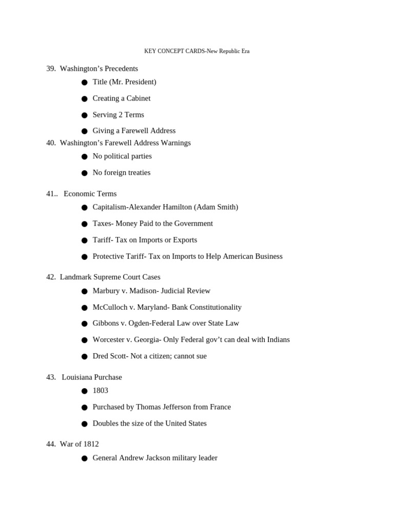 Unit 4 Concept Cards - W | PDF