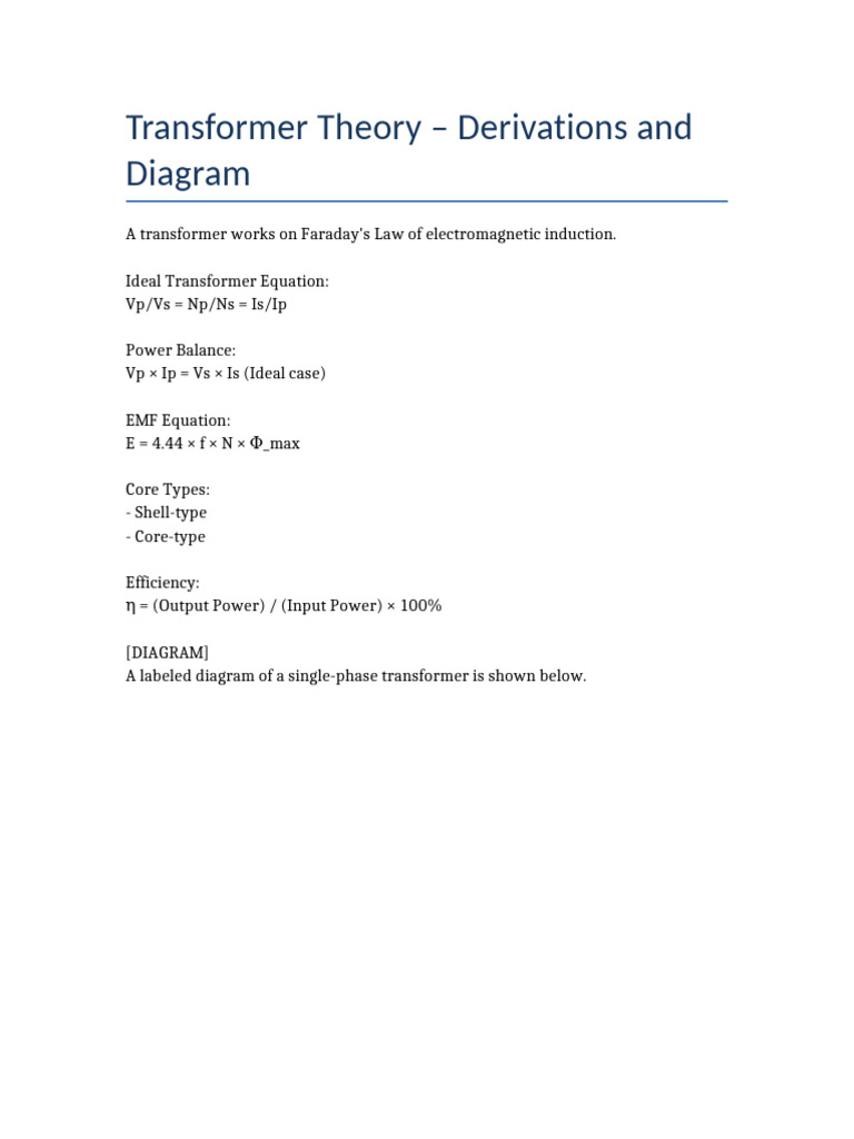 Transformer Theory and Derivations | PDF