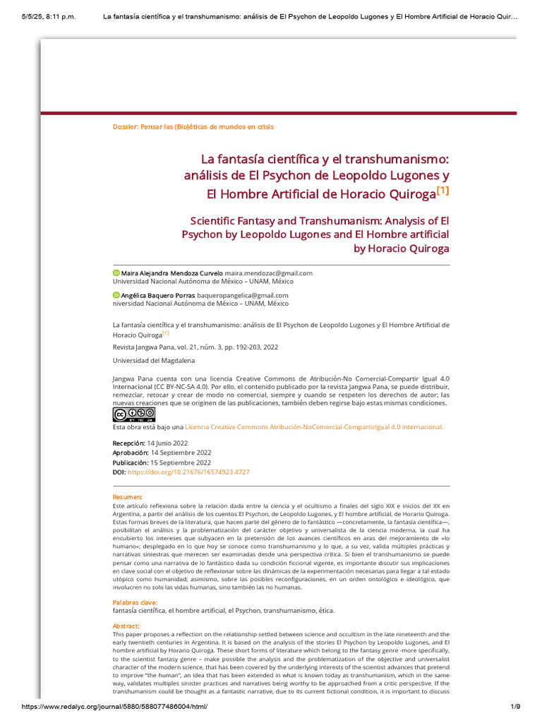 La fantasía científica y el transhumanismo_Análisis de El Psychon de ...