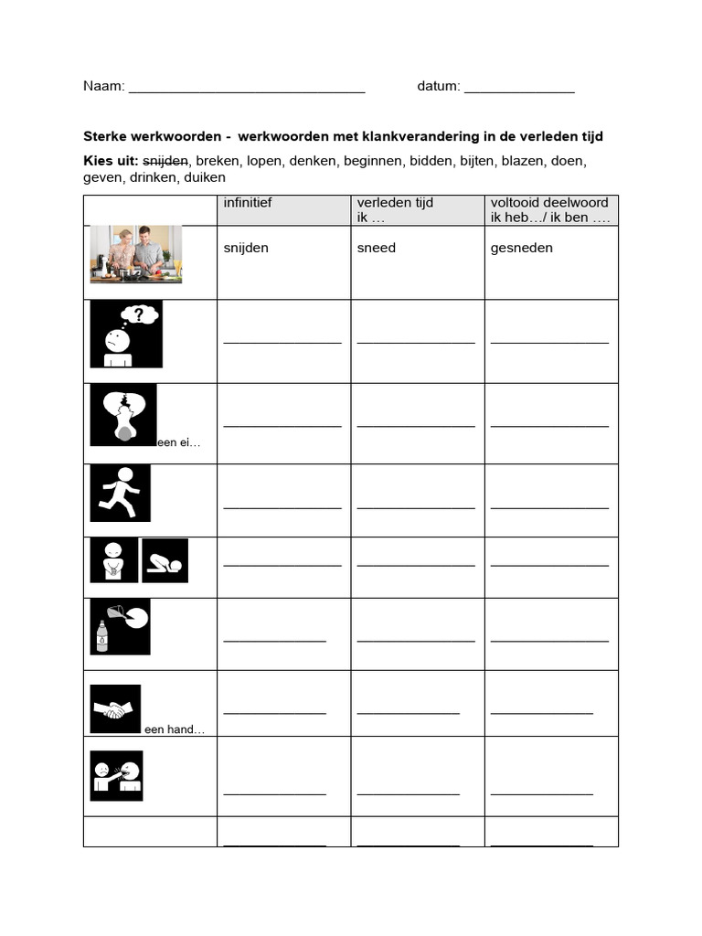Lijst Met Picto's Zelf Aan Te Vullen | PDF