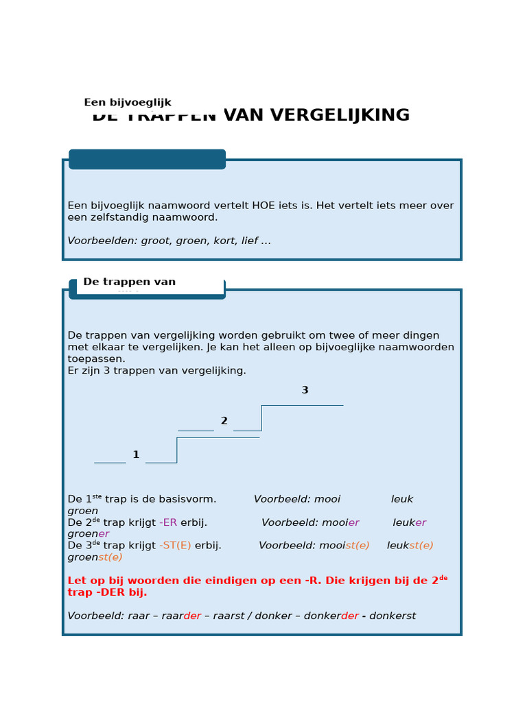 De Trappen Van Vergelijking | PDF
