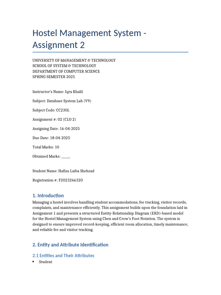 Hostel_Management_System_Assignment_2 | PDF | Software Engineering | Computer Data