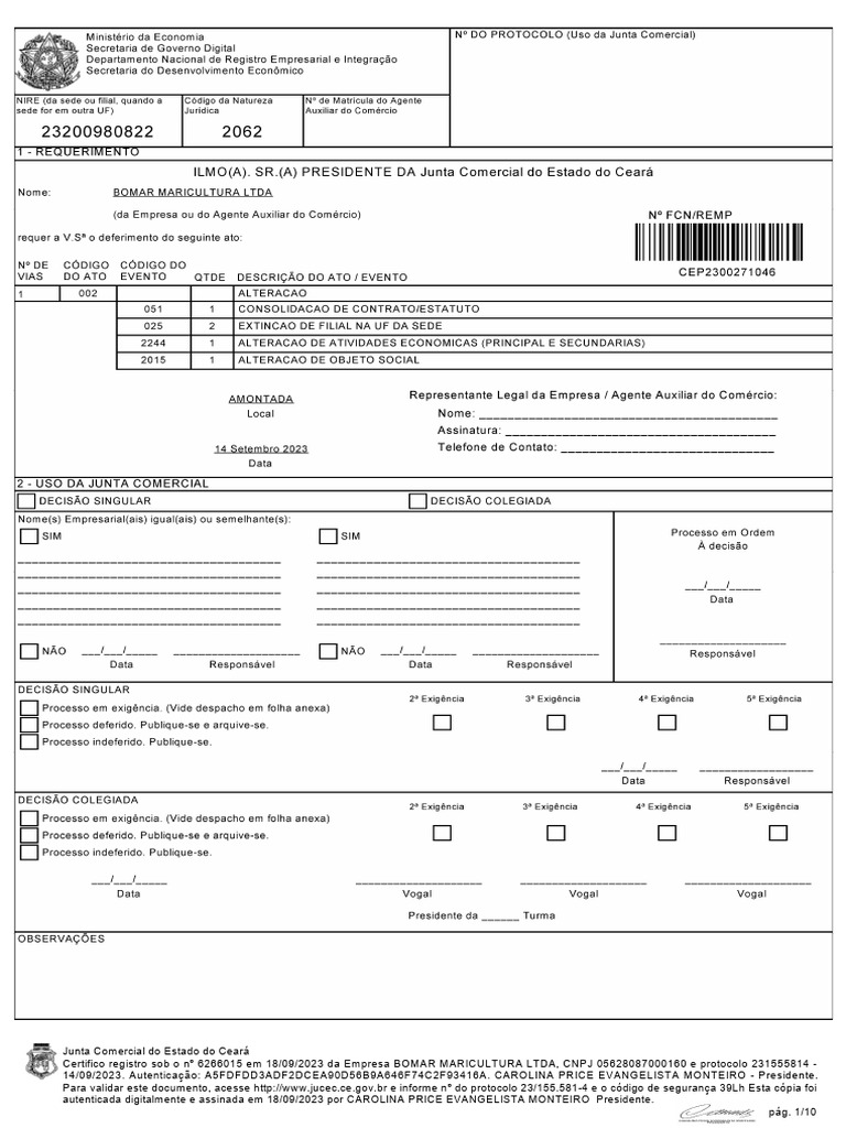 28º Aditivo Bomar Maricultura | PDF | Autenticação | Direito Privado
