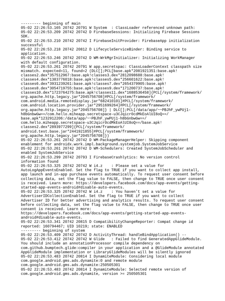 Com - Hello.miheapp - Secretspace Logcat | PDF | Computing | Software