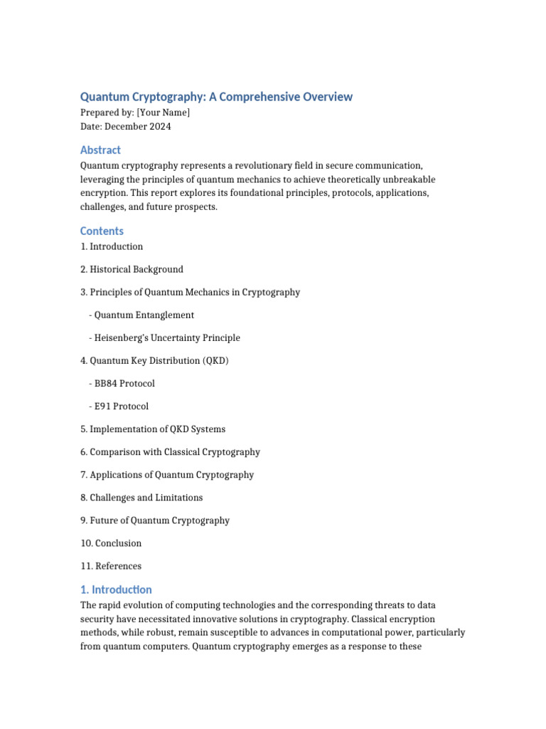 Quantum_Cryptography_Report | PDF | Quantum Computing | Cryptography