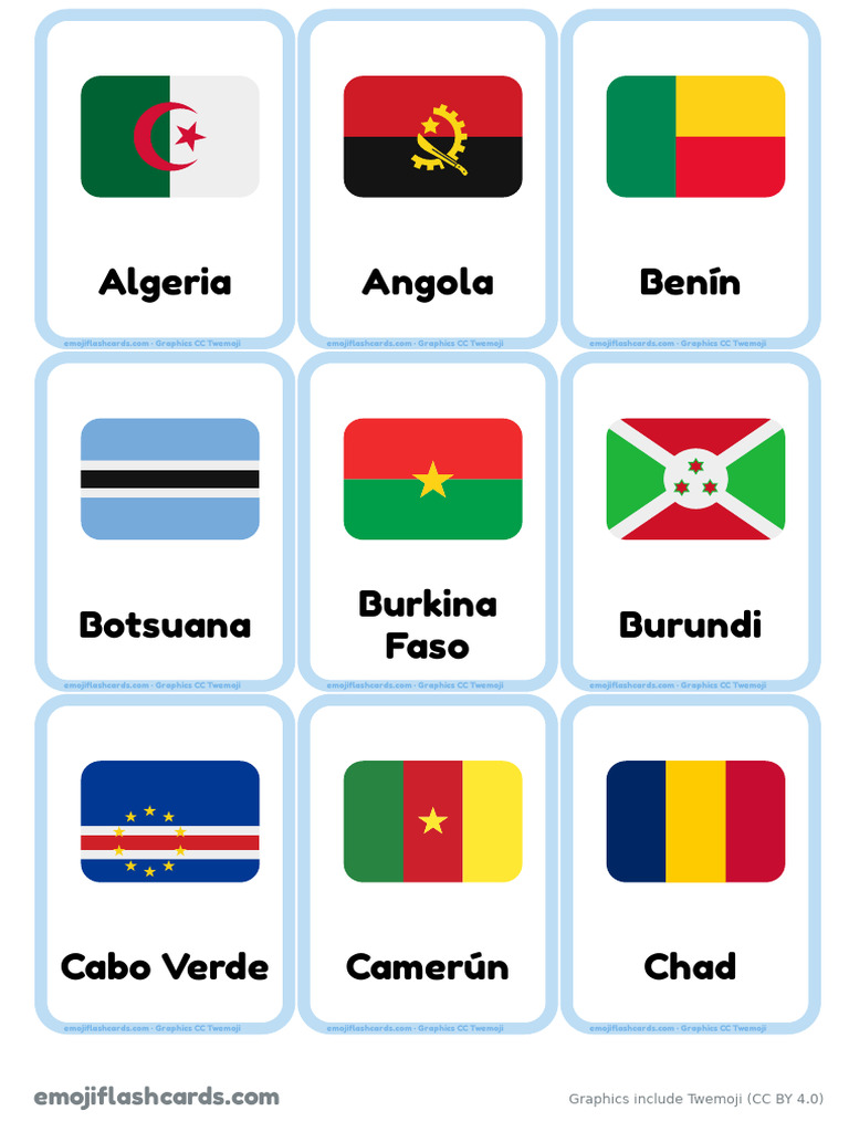 Spanish African Countries Small A4 Flashcards | PDF