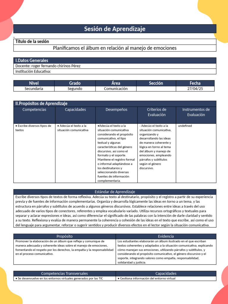 SESION N 6 | PDF | Las emociones | Aprendizaje