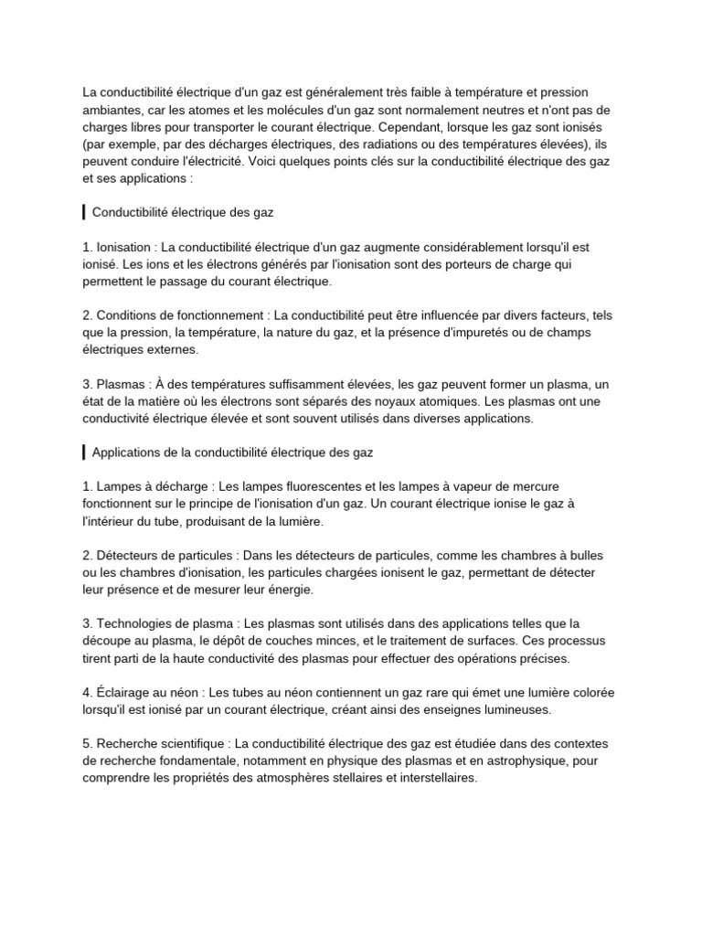 Conductibilité électrique des gaz ionisés | PDF | État plasma ...