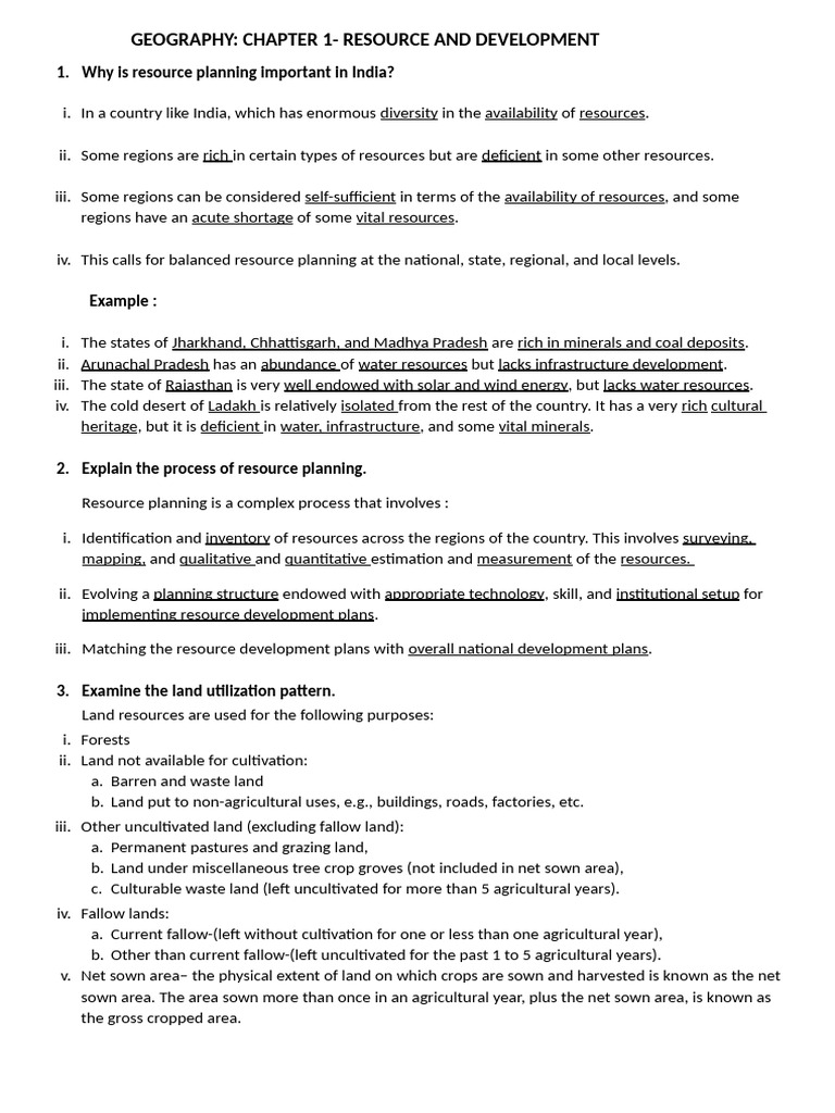Geography Chapter 1 Resources And Development Pdf Soil Erosion