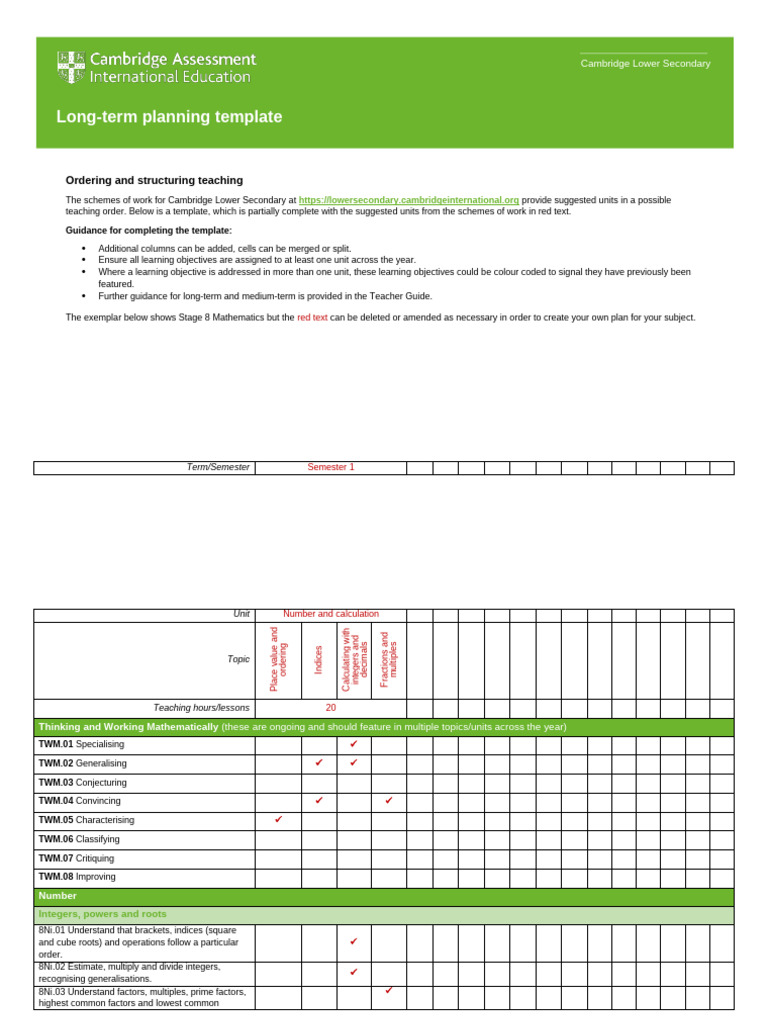 Long-Term Planning Template - tcm143-592607 | PDF | Numbers ...