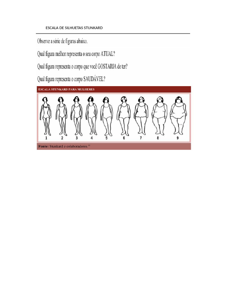 Escala de Silhuetas Stunkard | PDF