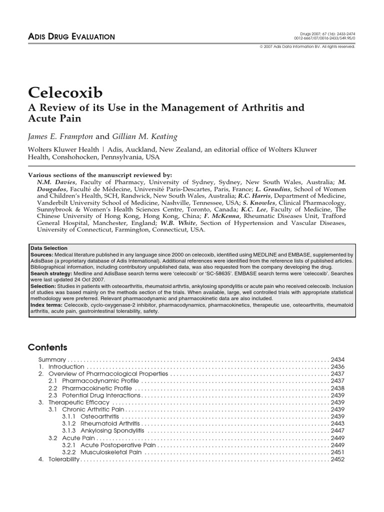 Celecoxib A Review of its Use in the Management of Arthritis and Acute Pain, 2007 | PDF ...